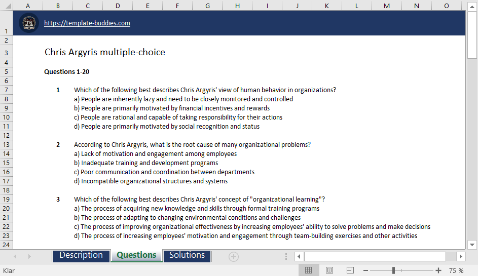 Chris Argyris Multiple-Choice – Template Buddies