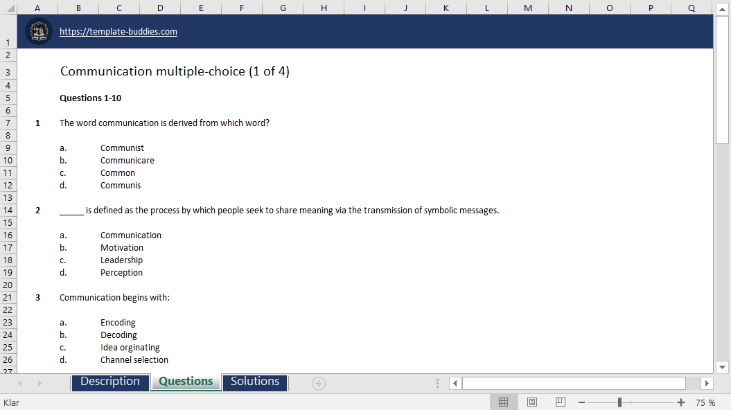 Communication Multiple-Choice – Template Buddies