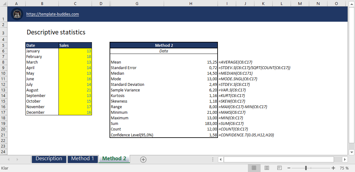 Descriptive Statistics in Excel – Template Buddies Descriptive Statistics in Excel – Template Buddies