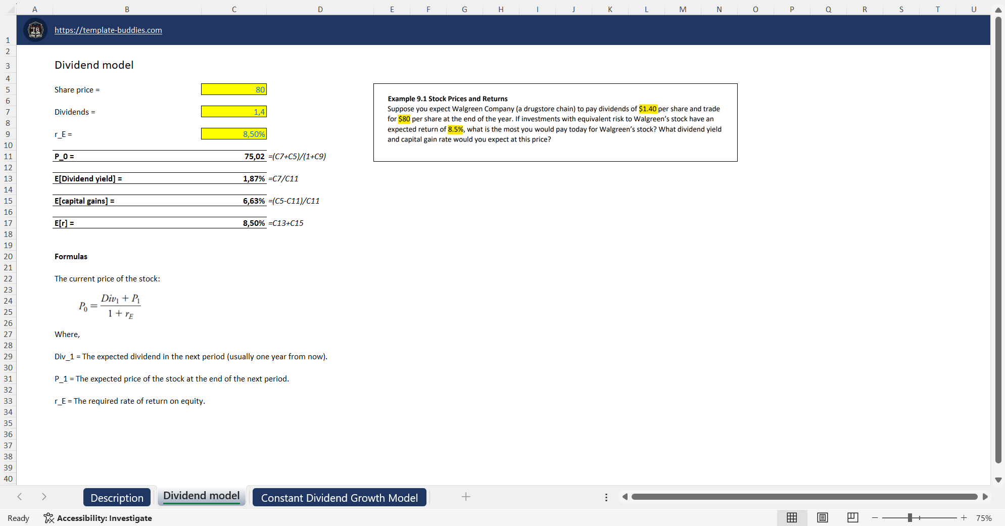 Dividend Model – Template Buddies