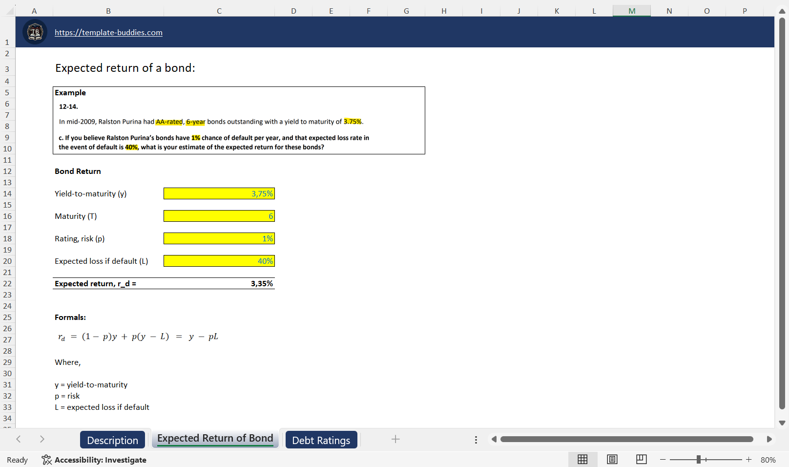 Expected Return on Bond – Template Buddies
