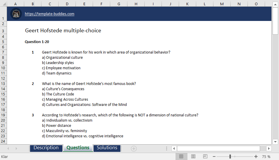 Geert Hofstede Multiple-Choice – Template Buddies