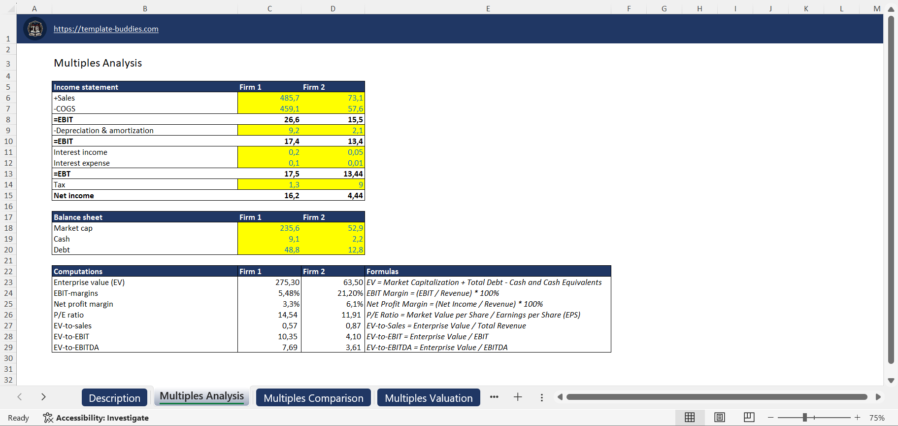 Multiples Analysis – Template Buddies
