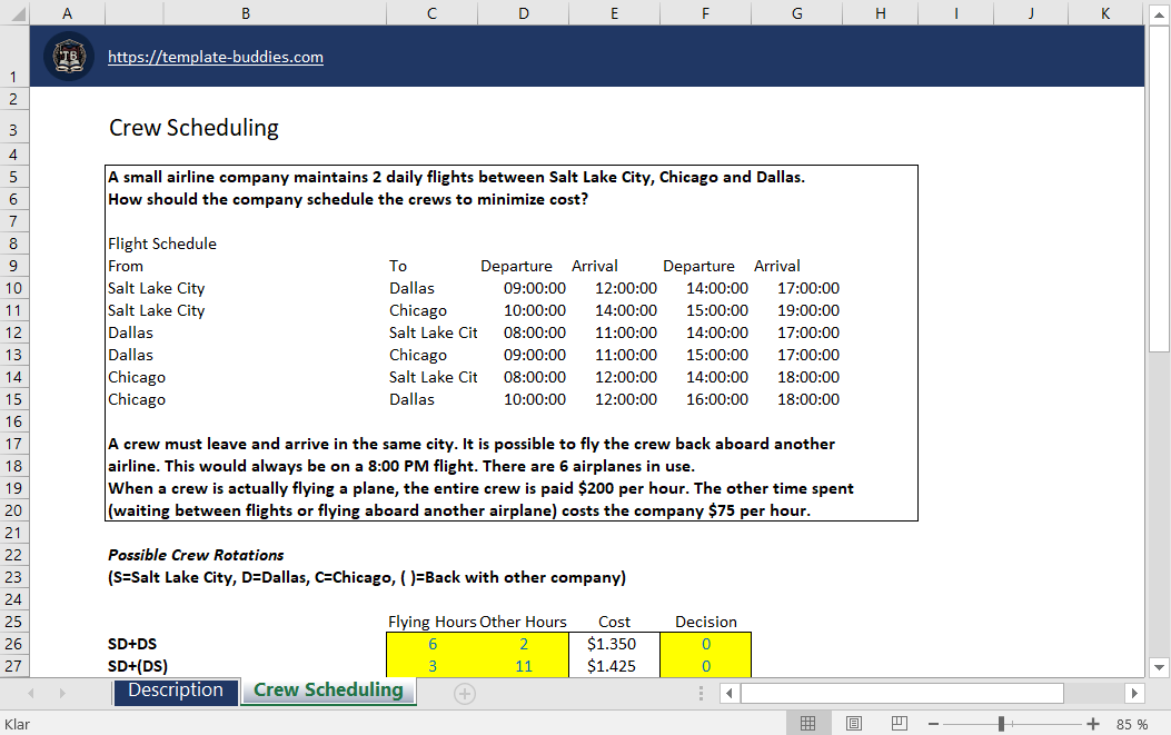 Crew Scheduling Template – Template Buddies