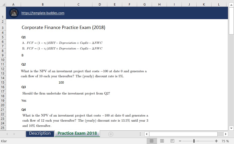 AEF – Corporate Finance Practice Exam (2018) – Template Buddies