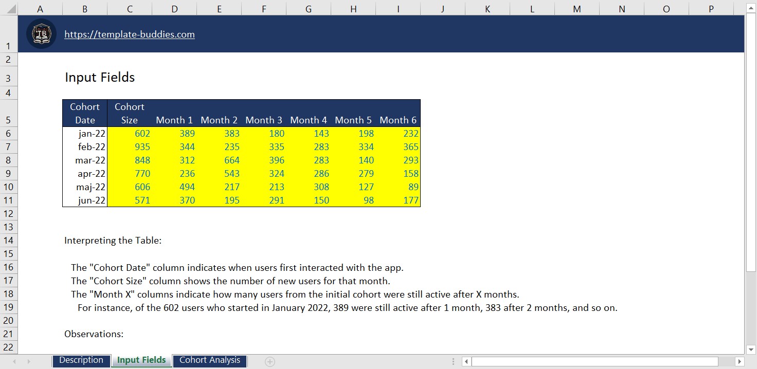 Cohort Analysis – Template Buddies