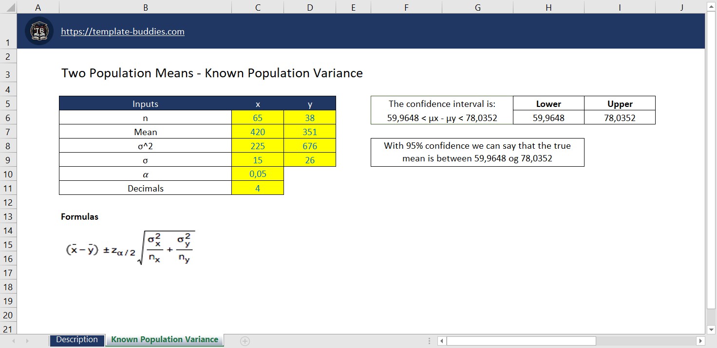 Confidence Interval – Two Population Means (Known Population Variance ...