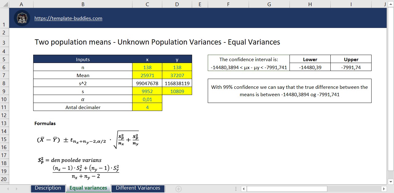 Confidence Interval – Two population means (Unknown Population ...