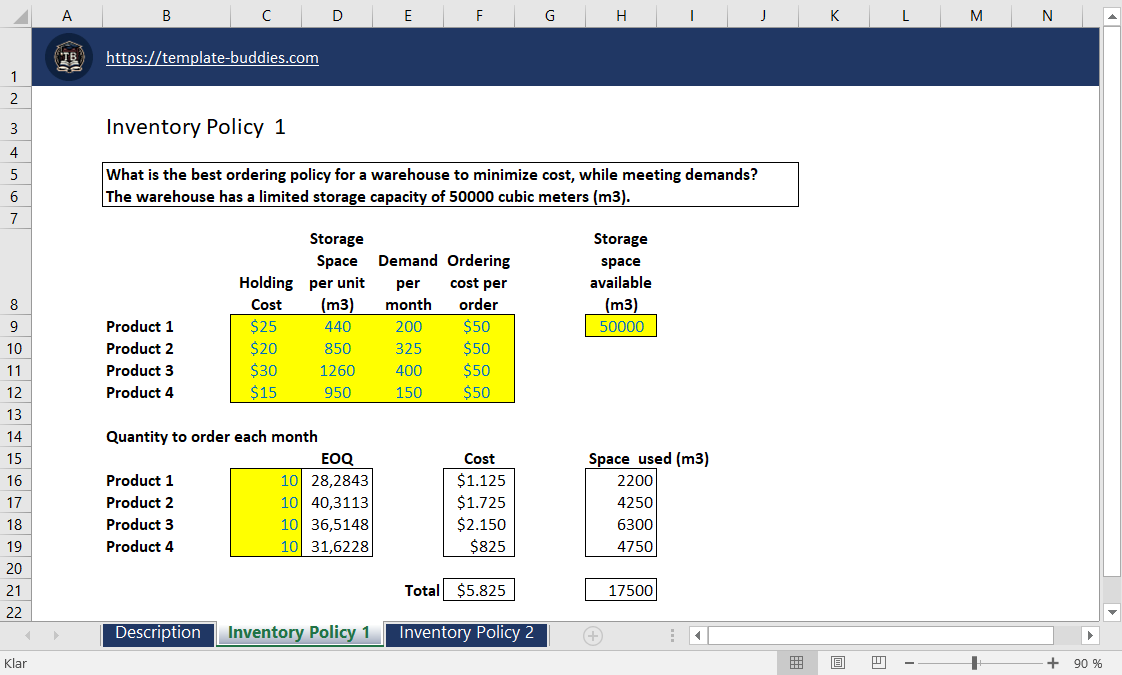 Inventory Policy – Template Buddies