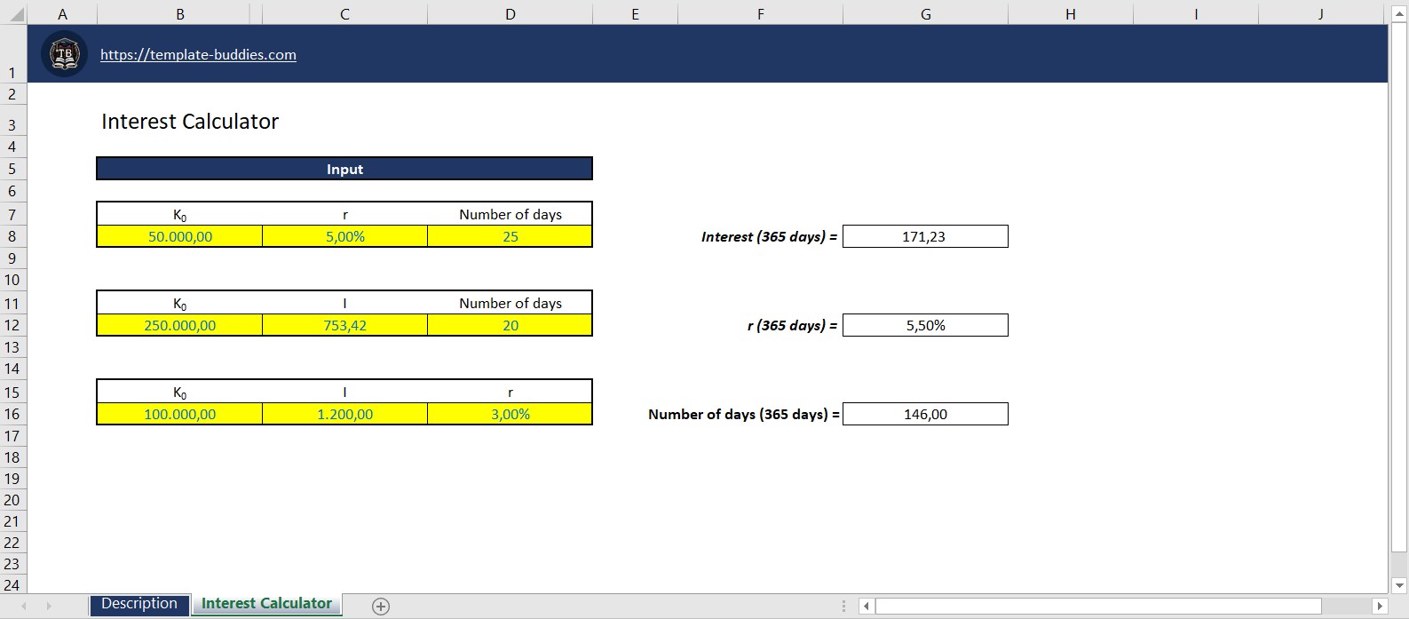 Simple Interest Calculator – Template Buddies