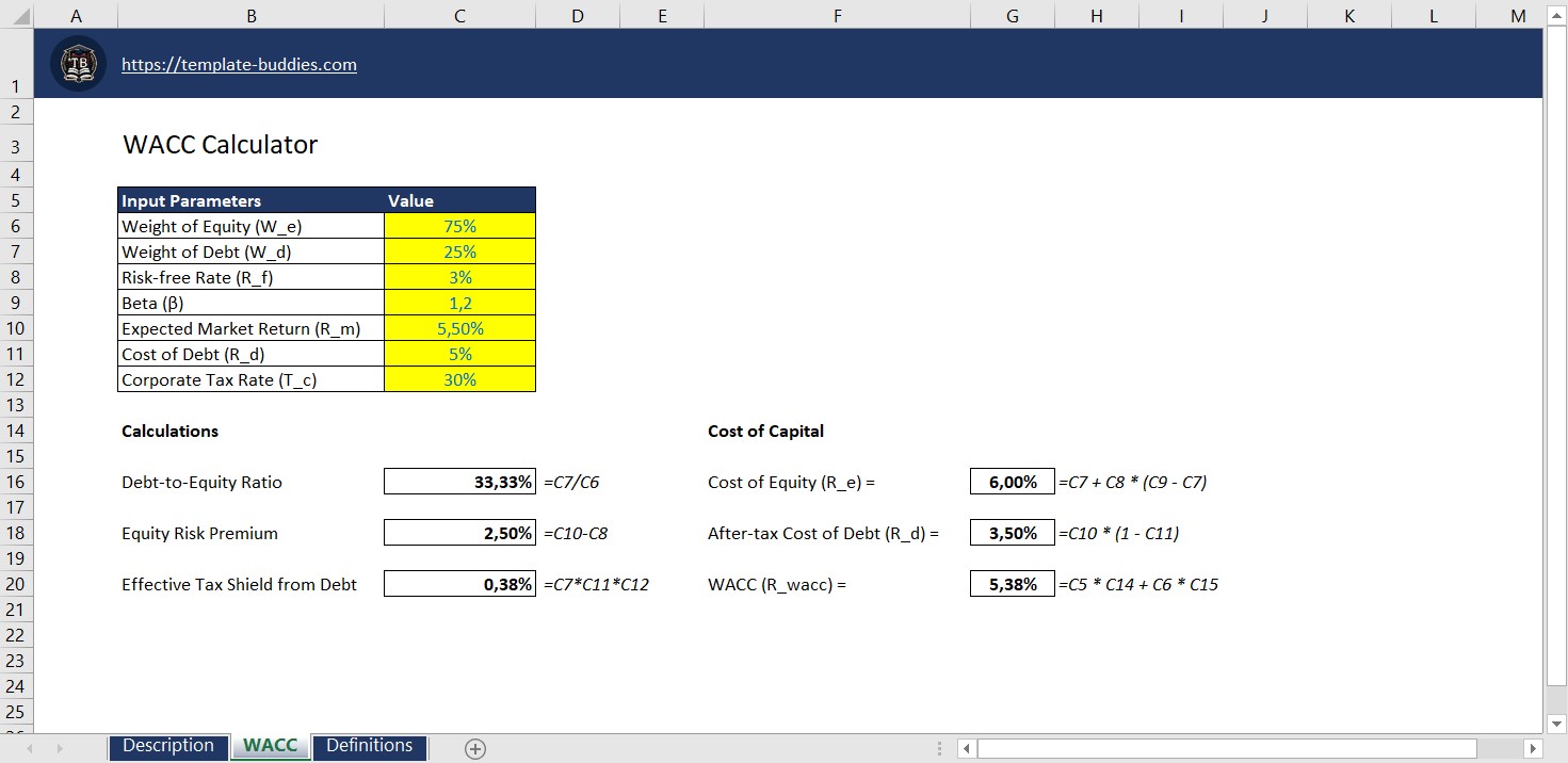 Simple WACC Calculator – Template Buddies