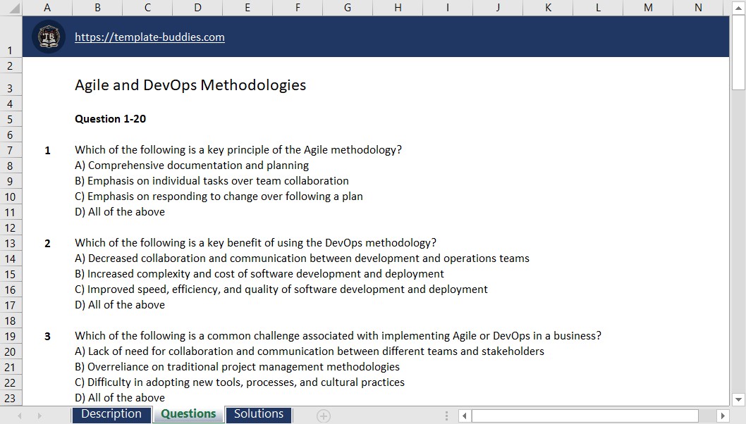 Agile and DevOps Methodologies Multiple-Choice – Template Buddies