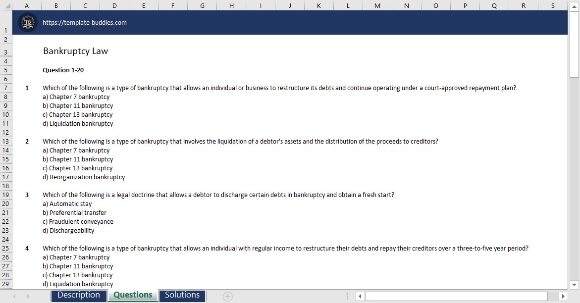 Bankruptcy Law Multiple-Choice – Template Buddies