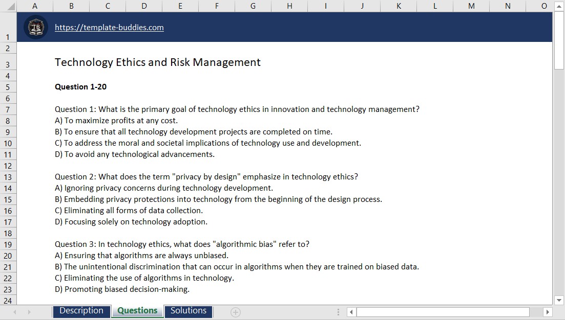 Technology Ethics and Risk Management Multiple-Choice – Template Buddies