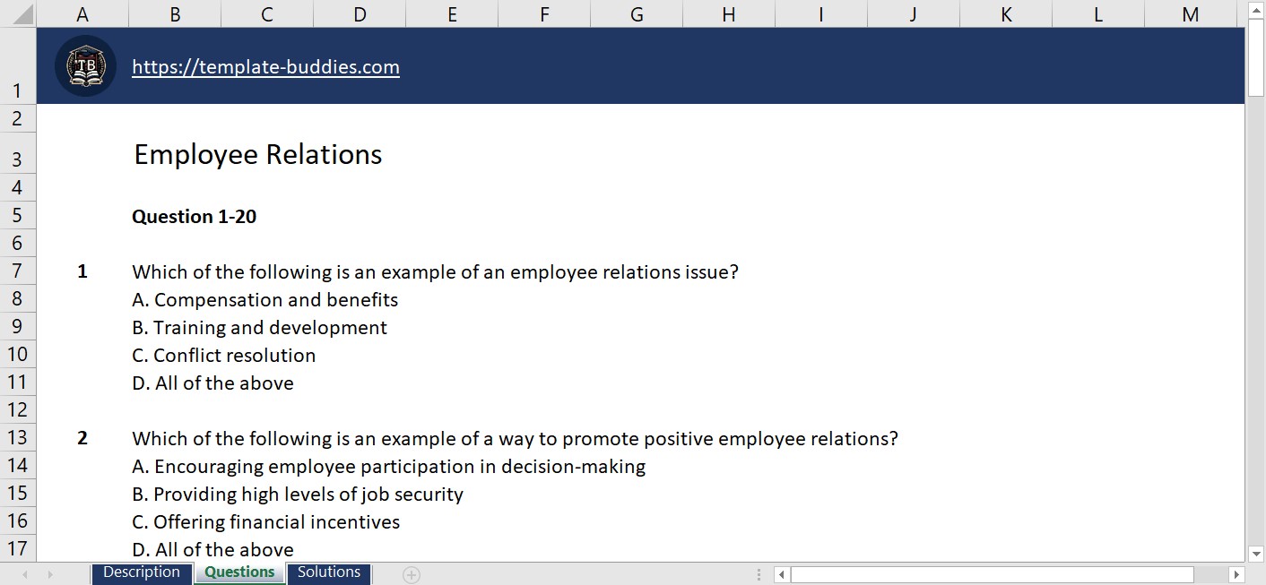 Employee Relations Multiple-Choice – Template Buddies