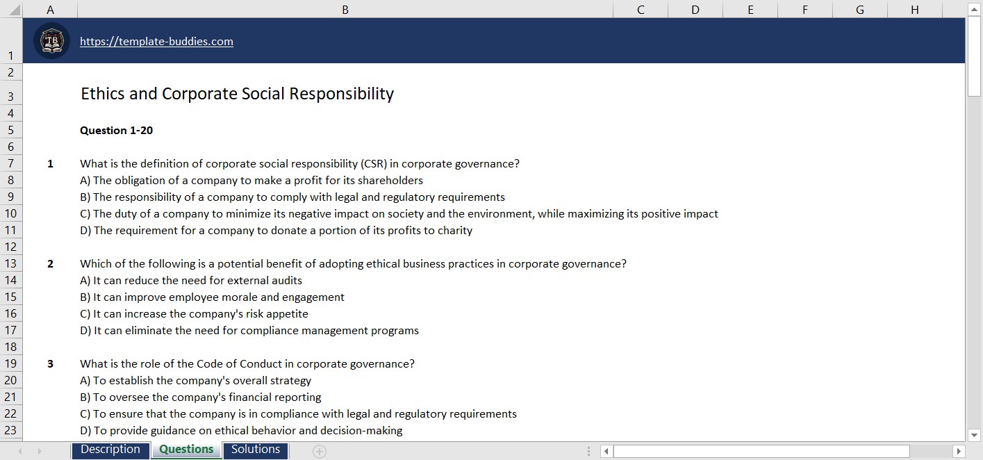Ethics and Corporate Social Responsibility Multiple-Choice – Template ...