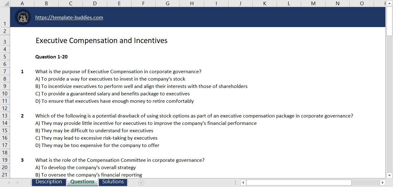 Executive Compensation and Incentives Multiple-Choice – Template Buddies