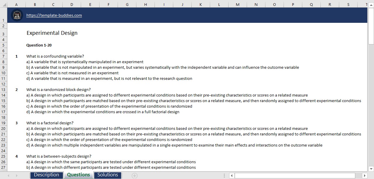 Experimental Design Multiple-Choice – Template Buddies