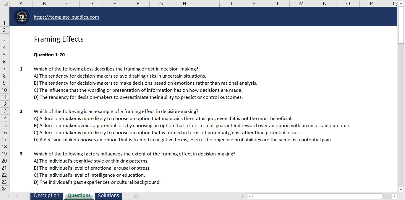 Framing Effects Multiple-Choice – Template Buddies