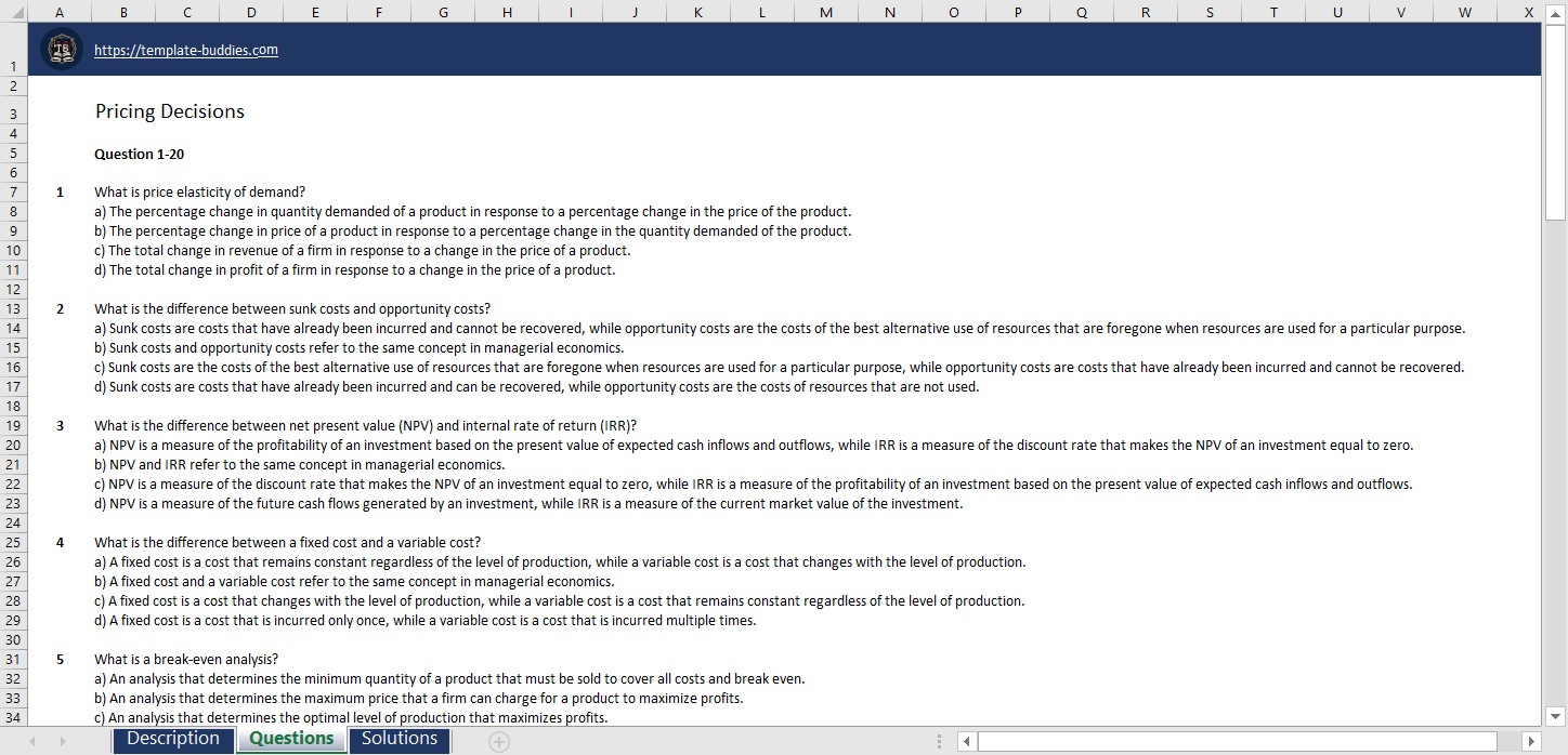 Pricing Decisions Multiple-Choice – Template Buddies