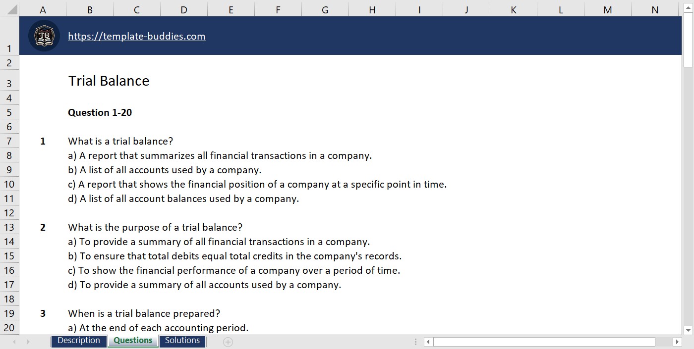 Trial Balance Multiple-Choice – Template Buddies